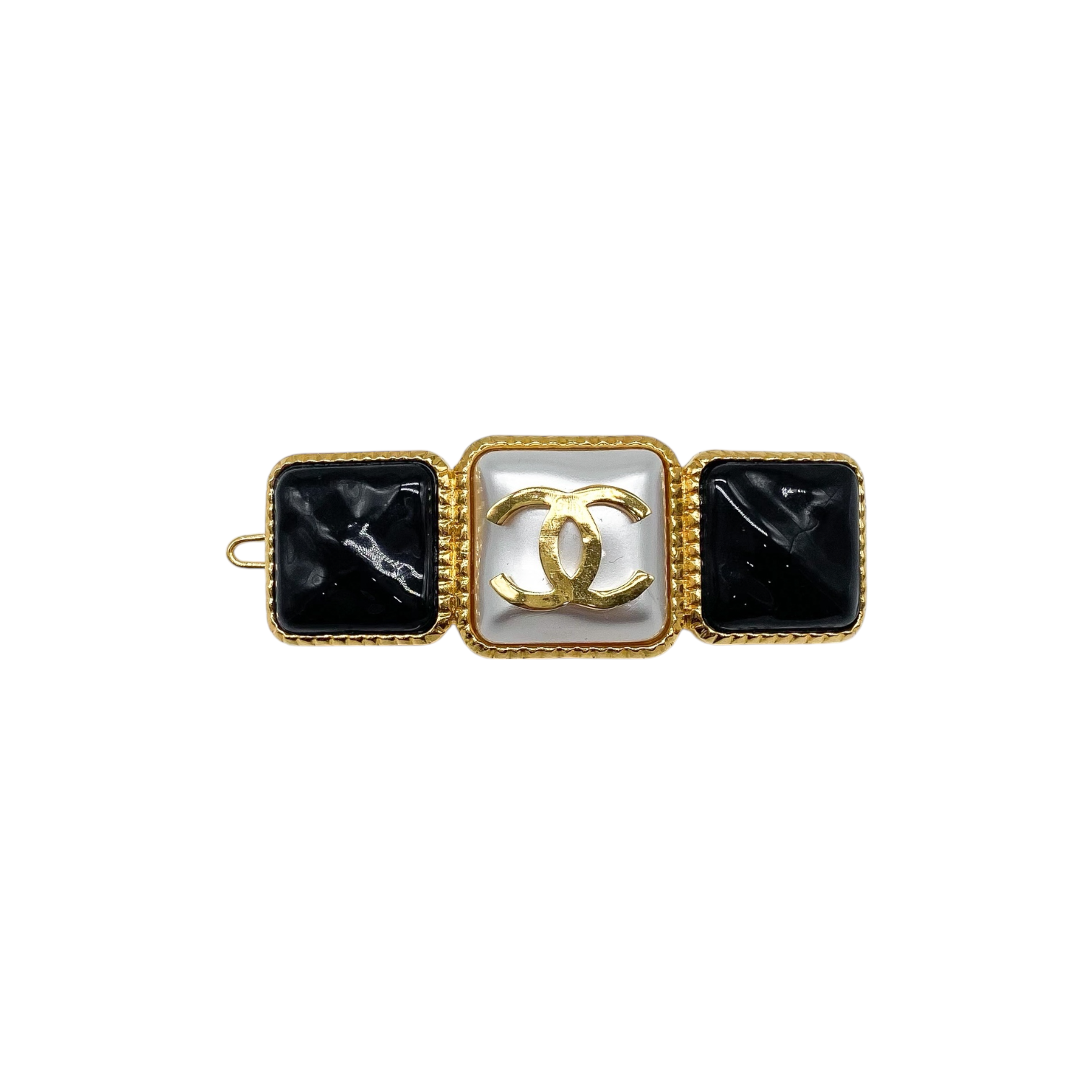 Chanel Pearl Black Gold CC Hair Clip Barrette – Consign of the Times
