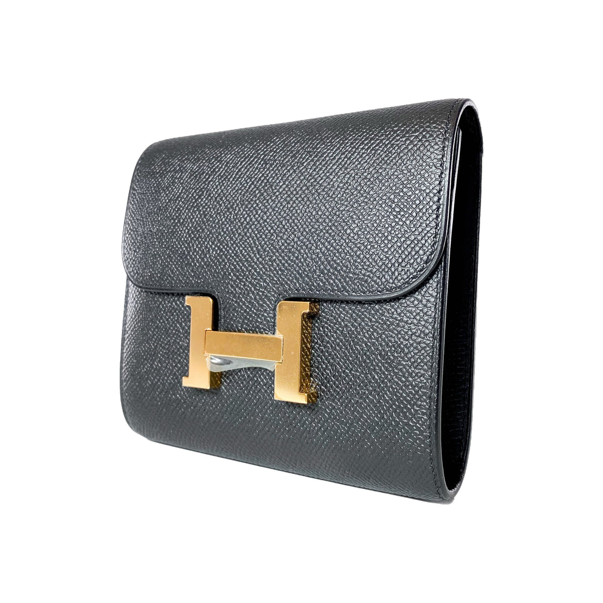 Hermes Constance Compact Wallet Black Epsom Rose Gold Hardware ...