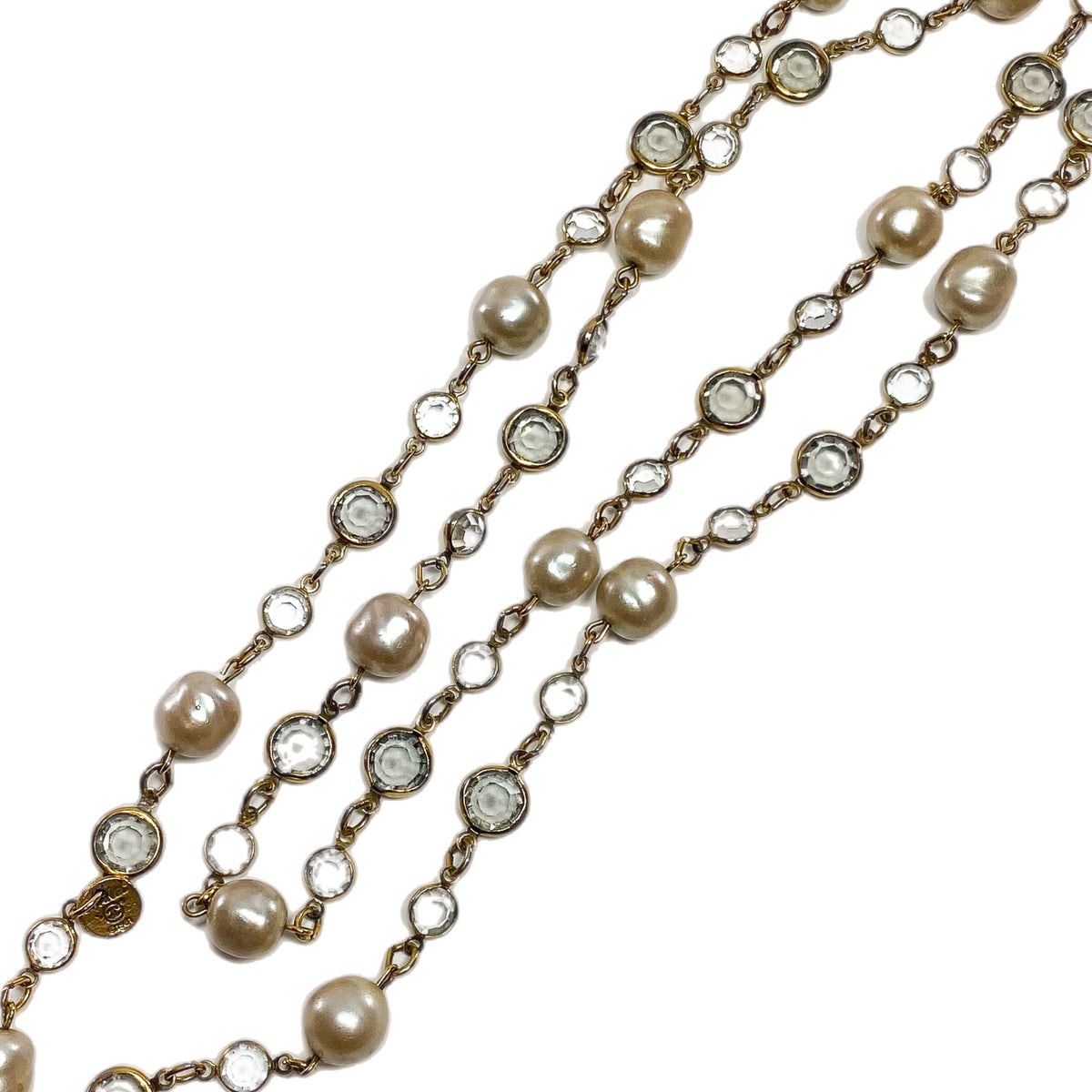Chanel Gold Pearl Crystal Chicklet Necklace | Consign of the Times