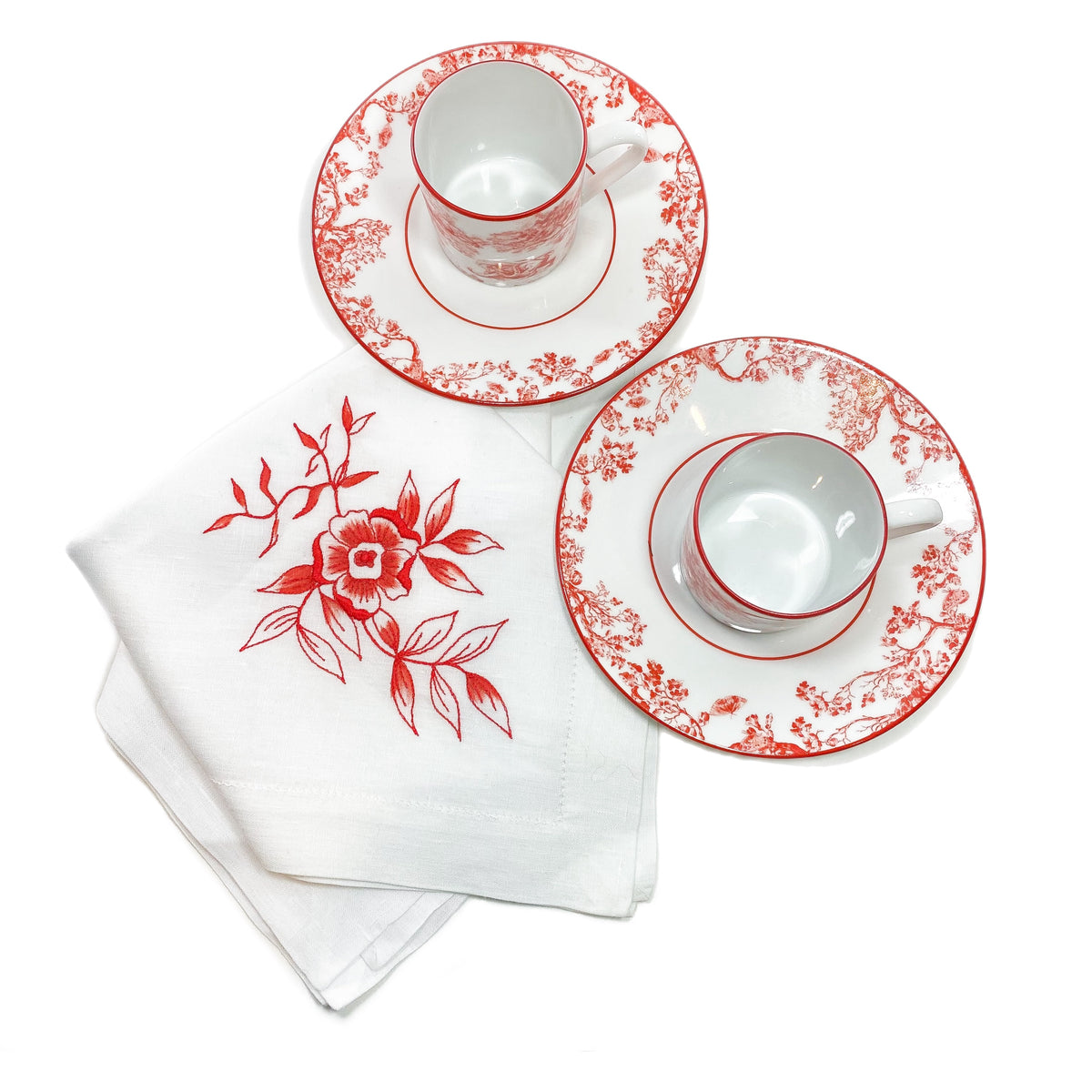 Dior Red White Toile de Jouy Tea Set | Consign of the Times