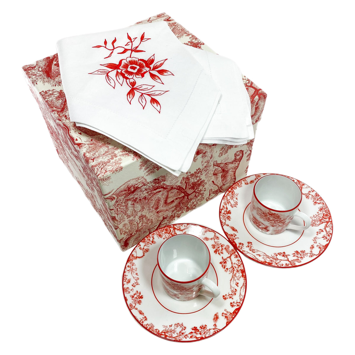 Dior Red White Toile de Jouy Tea Set | Consign of the Times