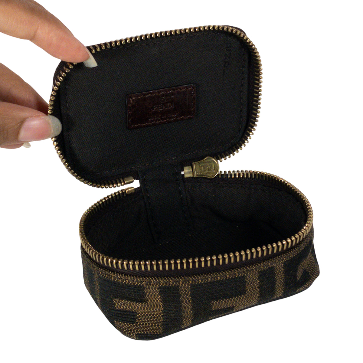 Fendi Shearling Zucca Mini Travel Jewelry Case | Consign of the Times